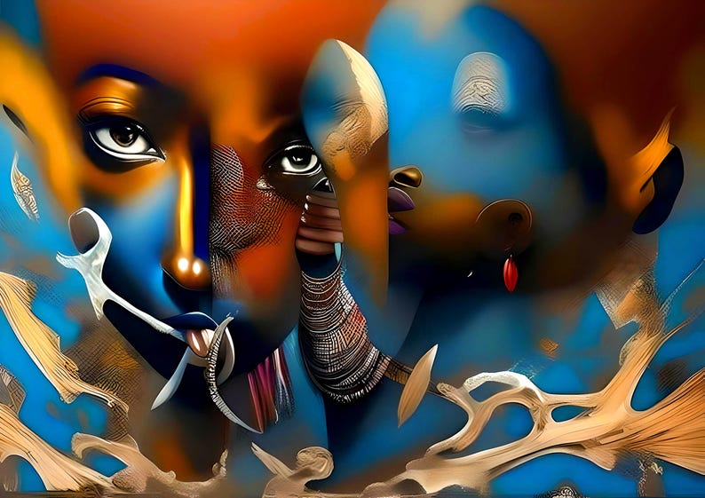 Abstract African Heritage Art Print: Rich Ethnic Colors (digital ...