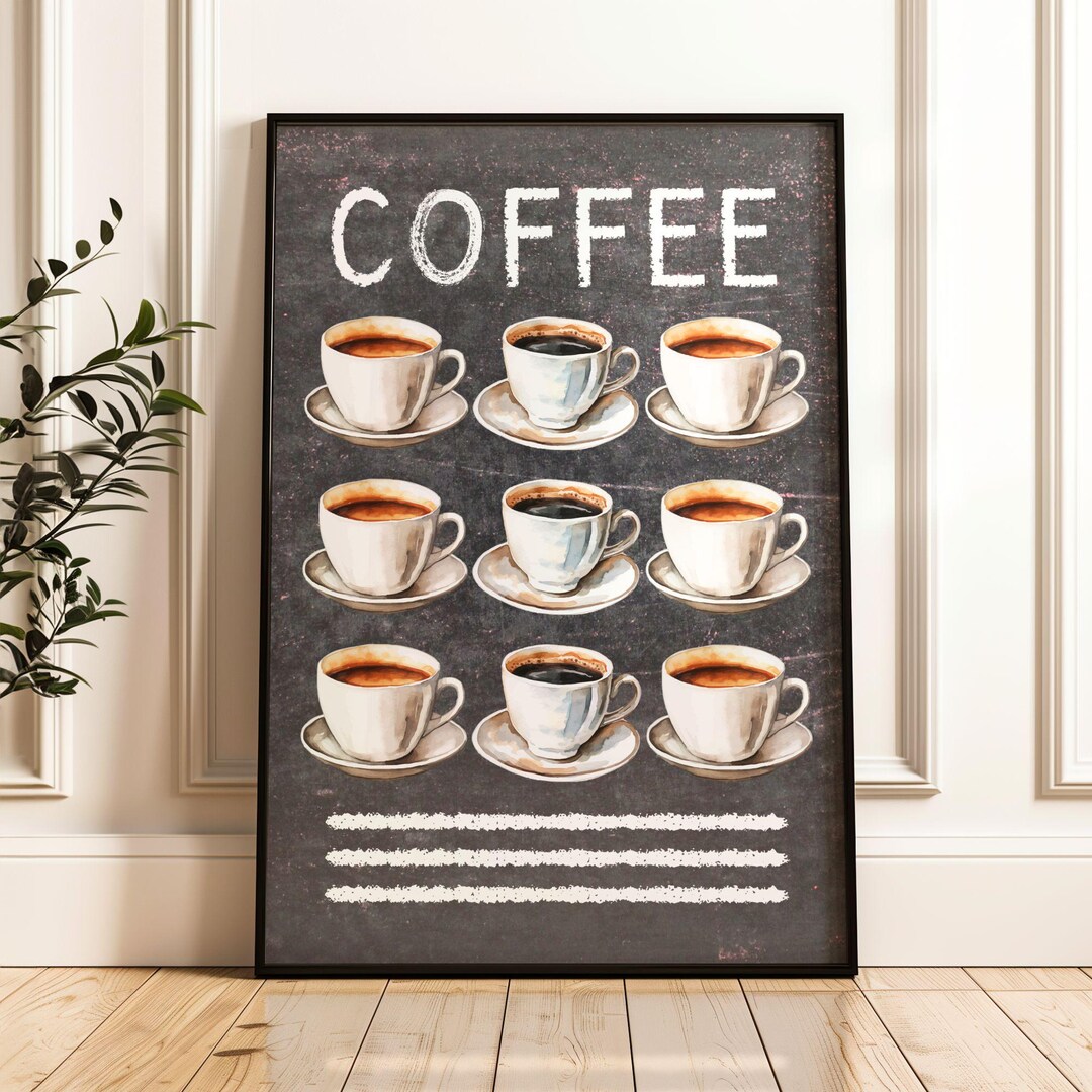 Coffee Lover Poster-chalkboard Coffee Poster Art, Kitchen Wall Art ...