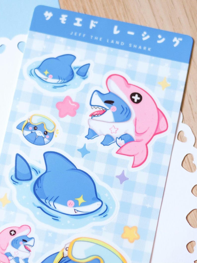 Jeff the Land Shark Vinyl Sticker Sheet Matte • Cute Shark Rivals Jeff ...