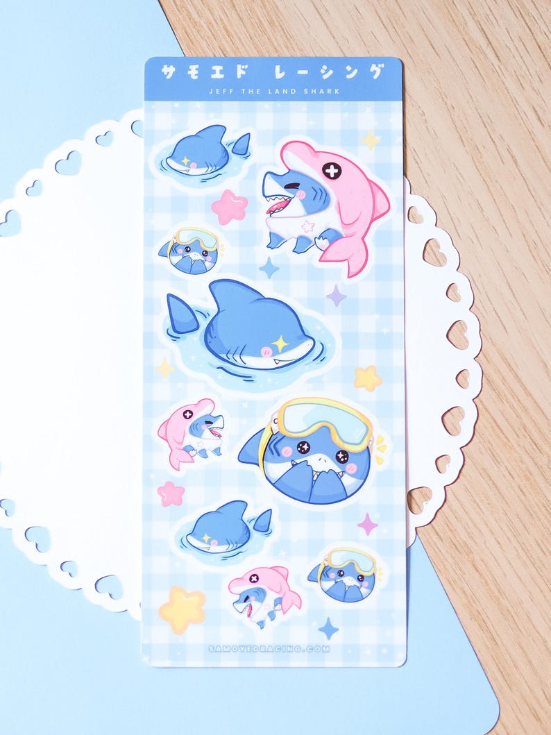 Jeff the Land Shark Vinyl Sticker Sheet Matte • Cute Shark Rivals Jeff ...