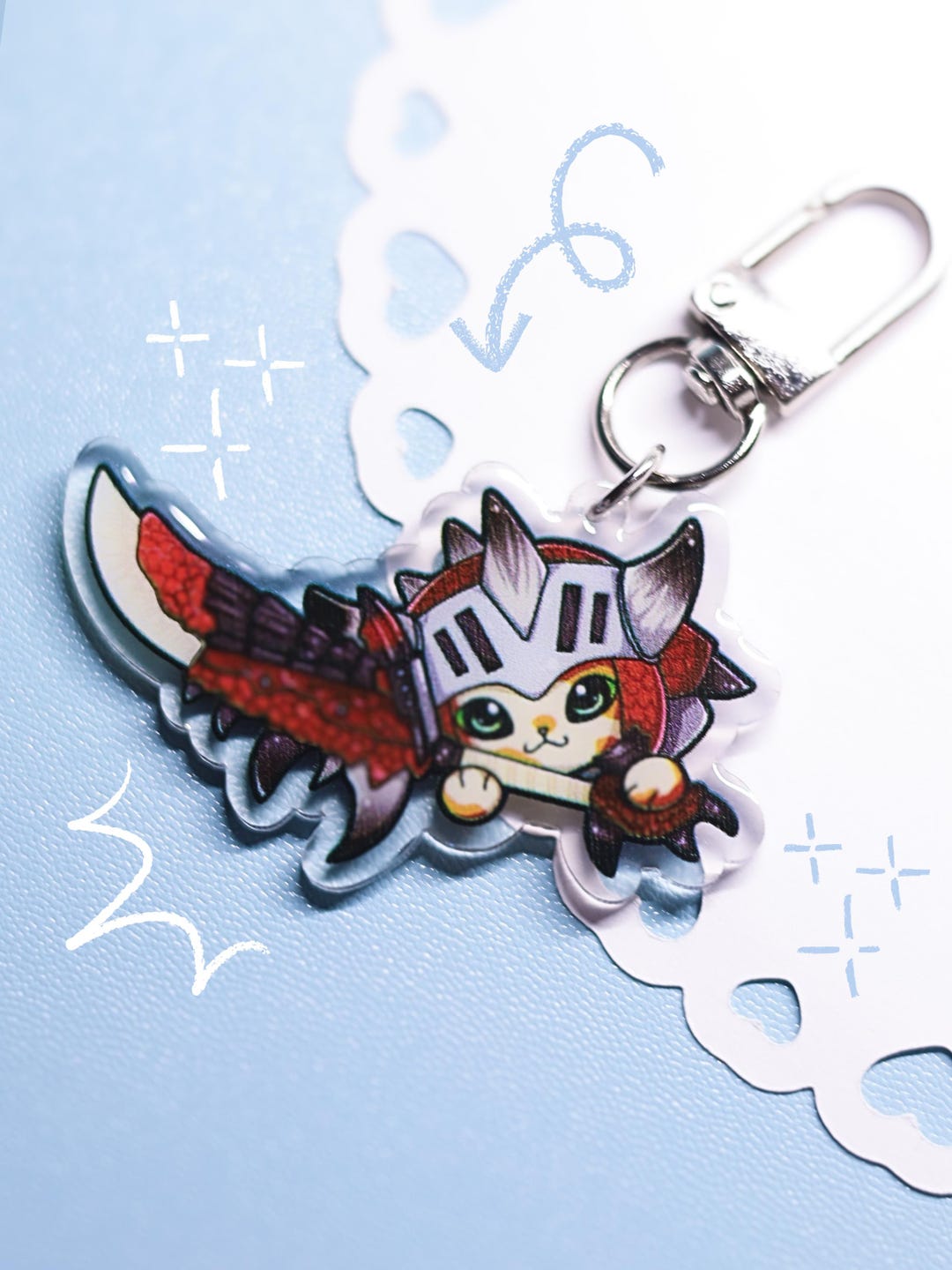 Palico Rathalos Armor Monster Hunting Keychain • 2" Double-sided ...