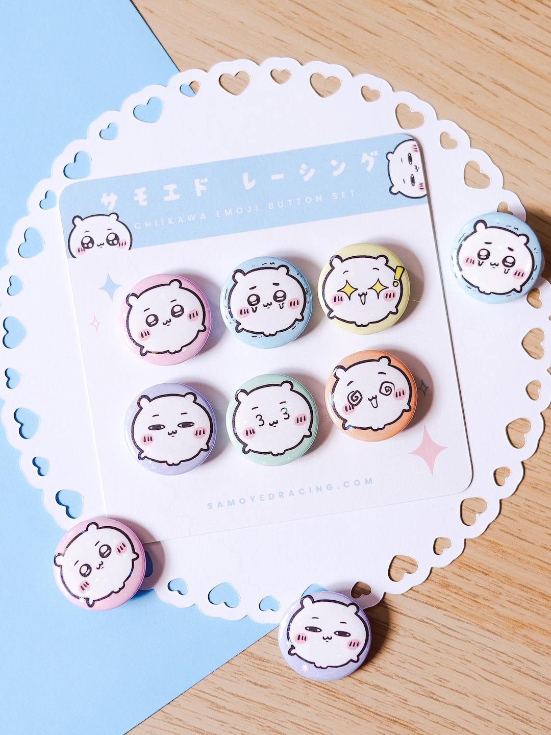 Chiikawa Mini Button Emotes 6 Pack Holo Pin Buttons • Cute Pin Buttons ...