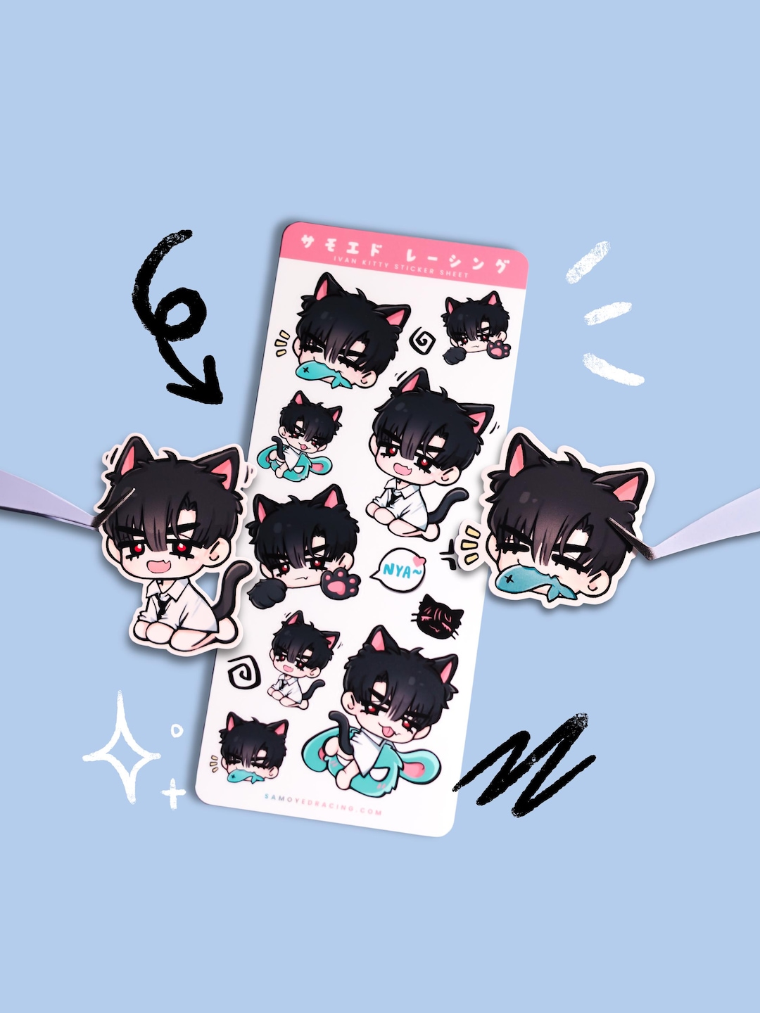 Alien Stage Ivan Kitty Decora Sticker Sheet - 3x7" Sticker Sheet, Matte ...