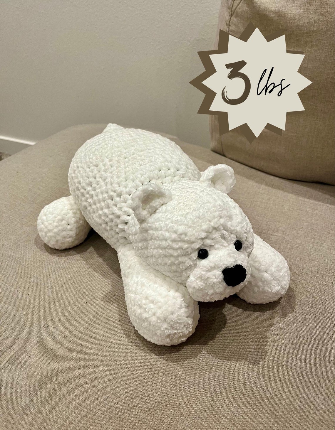 Crochet Weighted Polar Bear Plushie - Etsy