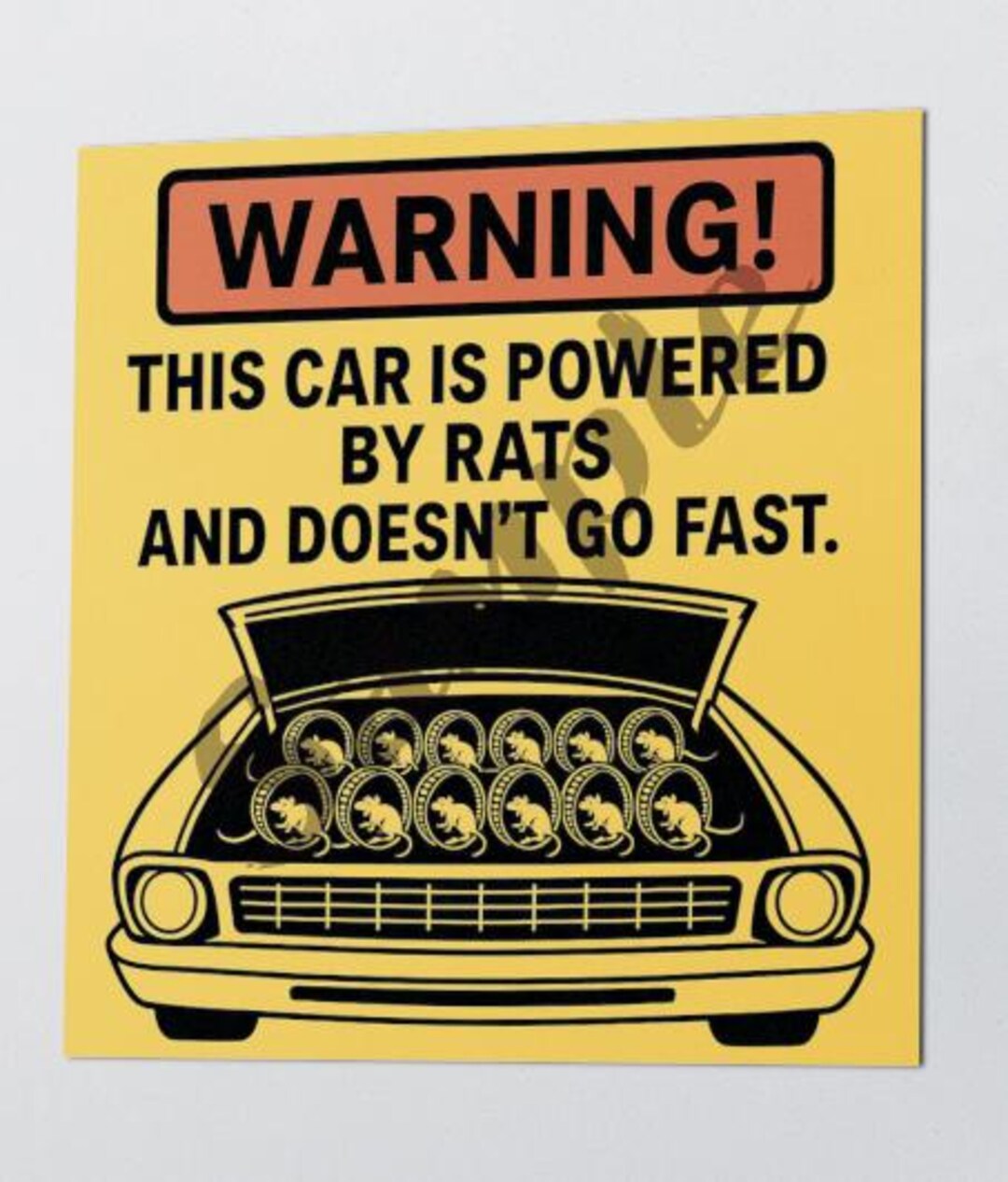 Funny Bumper Sticker Printable “warning! This Car is Powered by Rats ...