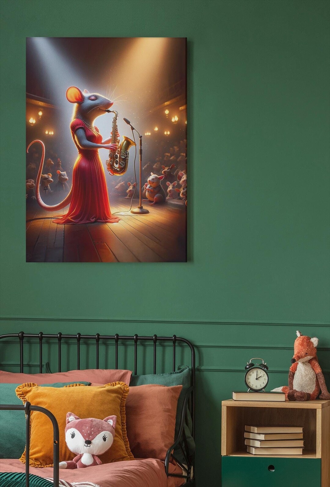 Female Mouse Plays the Sax on Stage, Saxophone Art Print, Digital ...