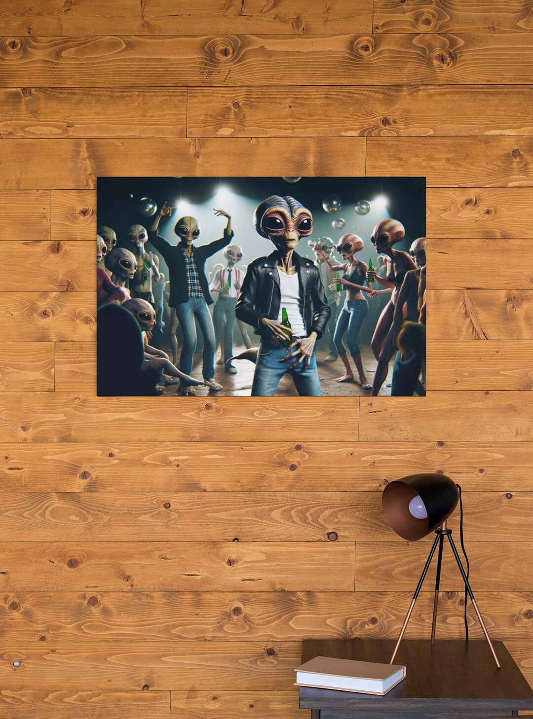 Alien Party Art Print, Alien Dance Party Poster, Cool Alien Art Poster ...