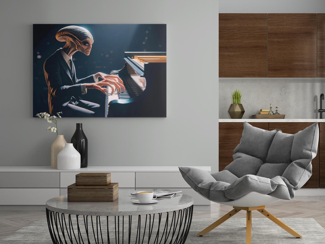 Alien Playing Piano Art, Piano Players Practice Room Art, Musicians ...