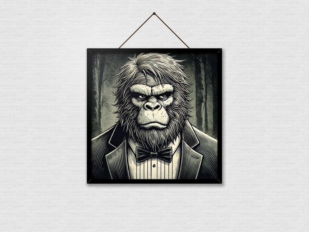 Sophisticated Bigfoot in Tuxedo Art - Classy Sasquatch Digital Print ...