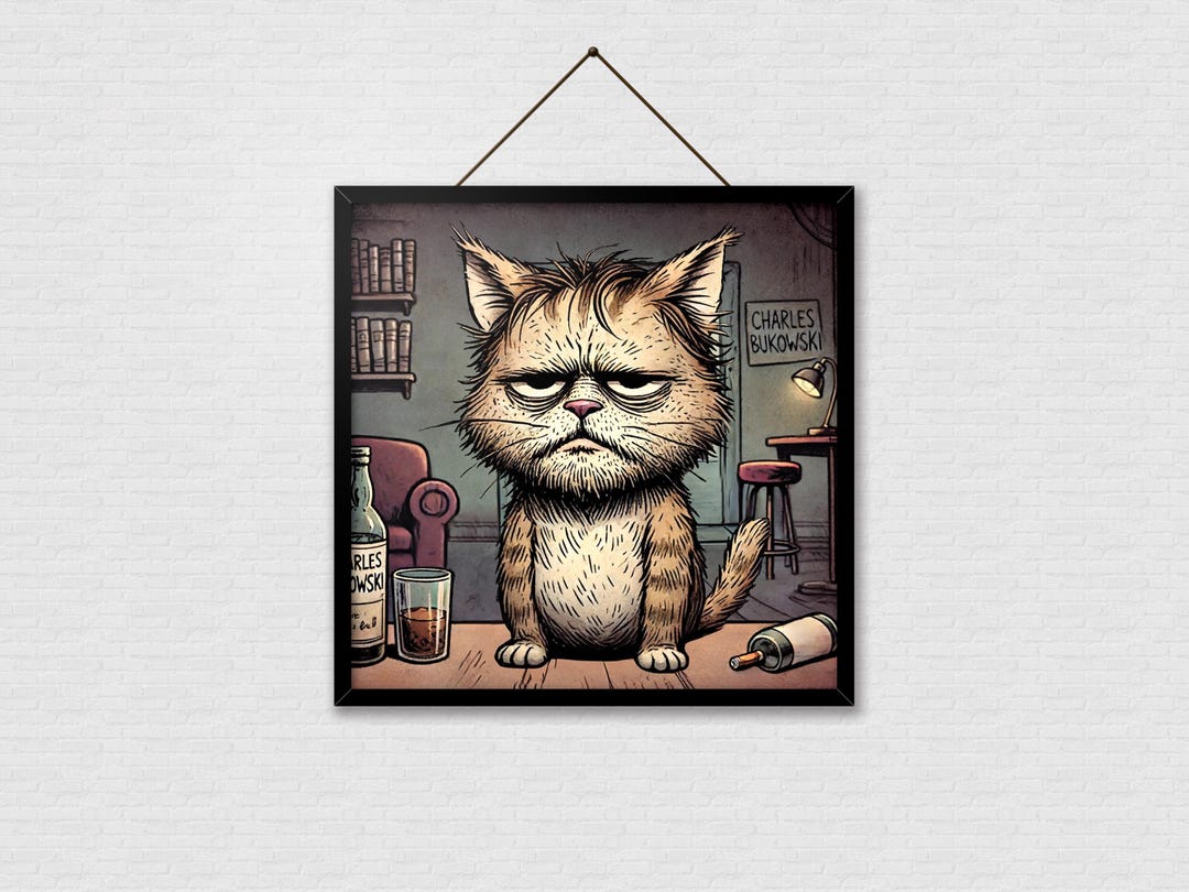 Bukowski's Brooding Cat Digital Art - Disenchanted Feline Whiskey ...