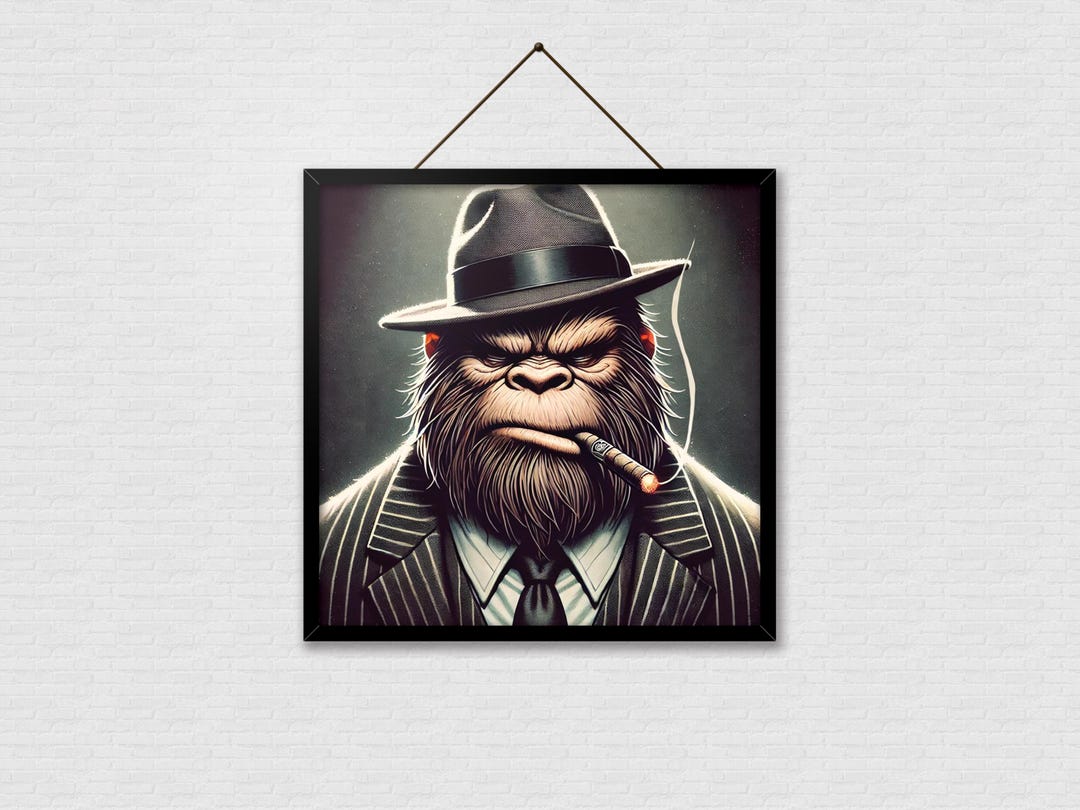 Mobster Bigfoot - Digital Art Print, Gangster Sasquatch, 8x8 PNG &PDF ...