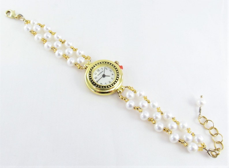 Beaded Bracelet Watch White Freshwater Pearl Bracelet Watch - Etsy