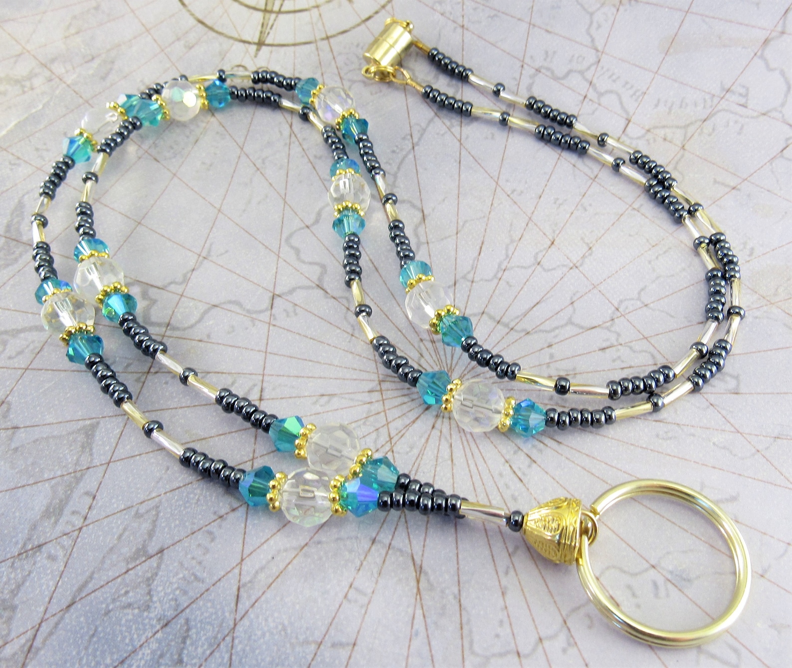 Beaded Lanyard, ID Necklace, Badge Holder, Credential Necklace - Petite ...