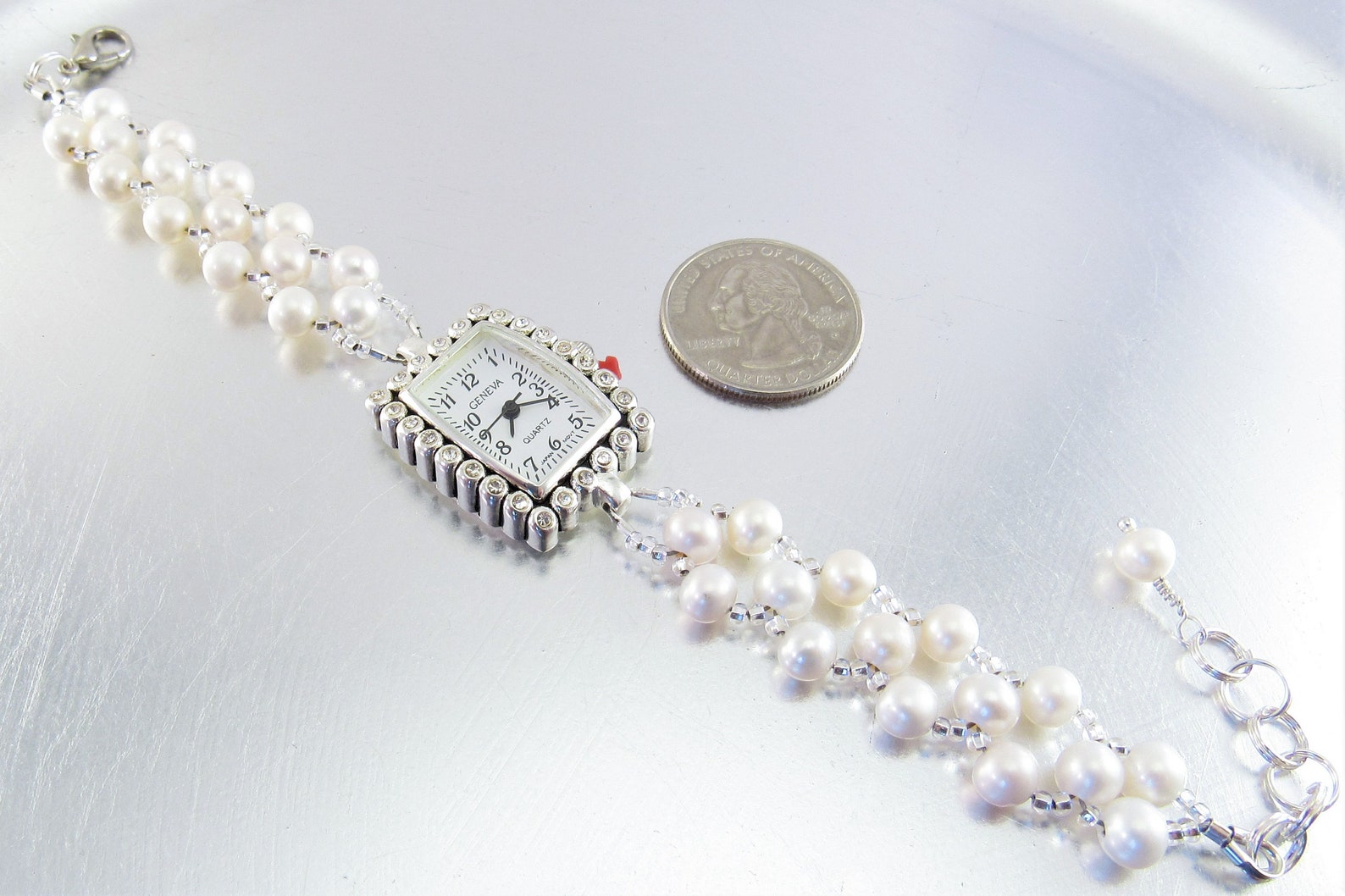 Pearl Bracelet Watch White Freshwater Pearl Bracelet Watch - Etsy