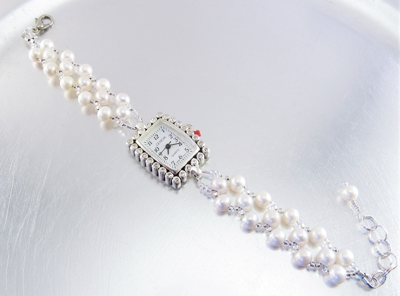 Pearl Bracelet Watch White Freshwater Pearl Bracelet Watch - Etsy