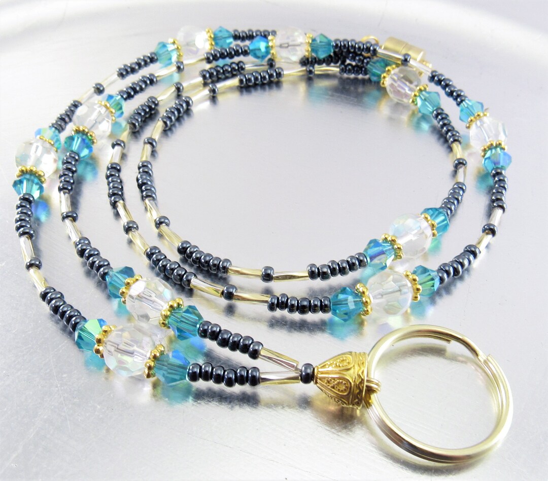 Beaded Lanyard, ID Necklace, Badge Holder, Credential Necklace - Petite ...