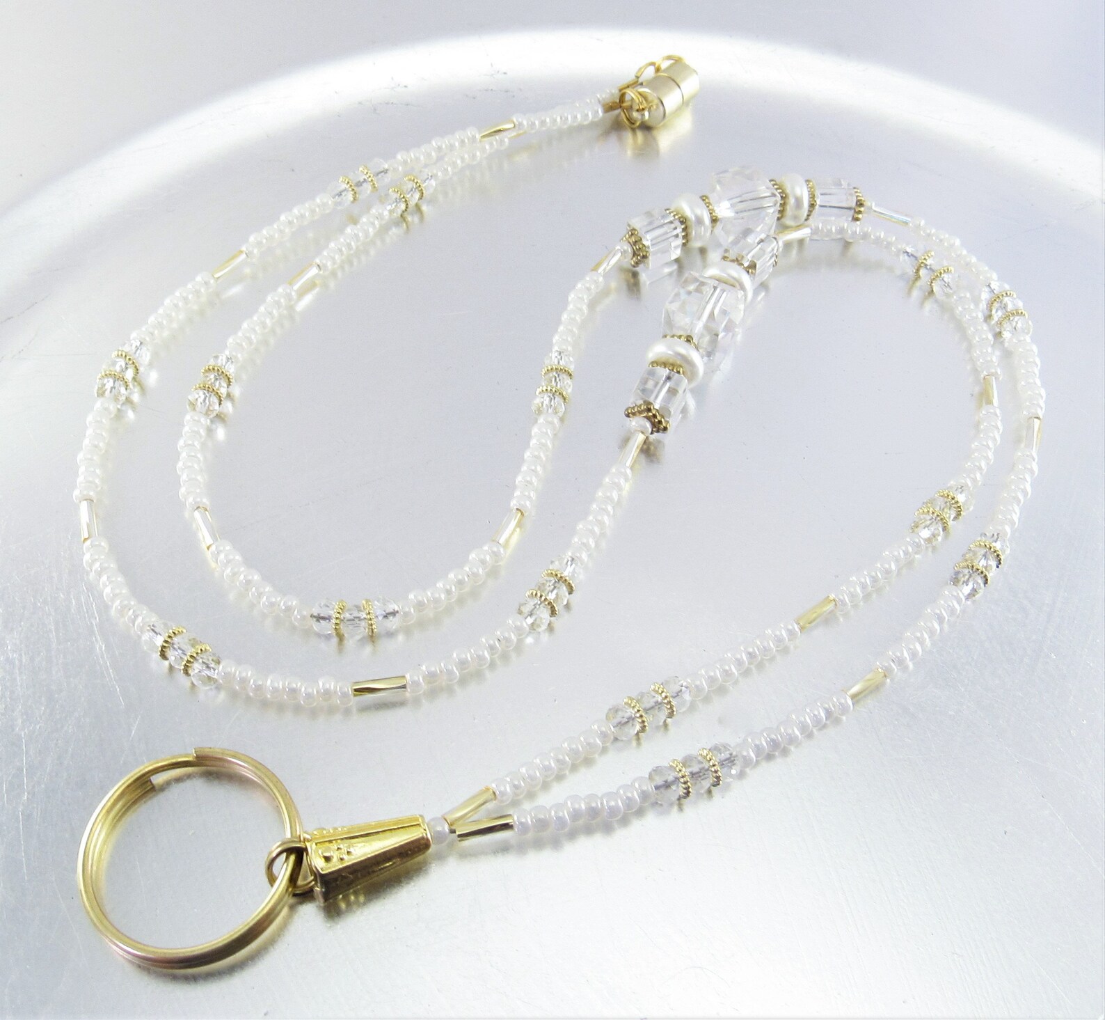 Beaded Lanyard ID Necklace Badge Holder Credential Necklace | Etsy