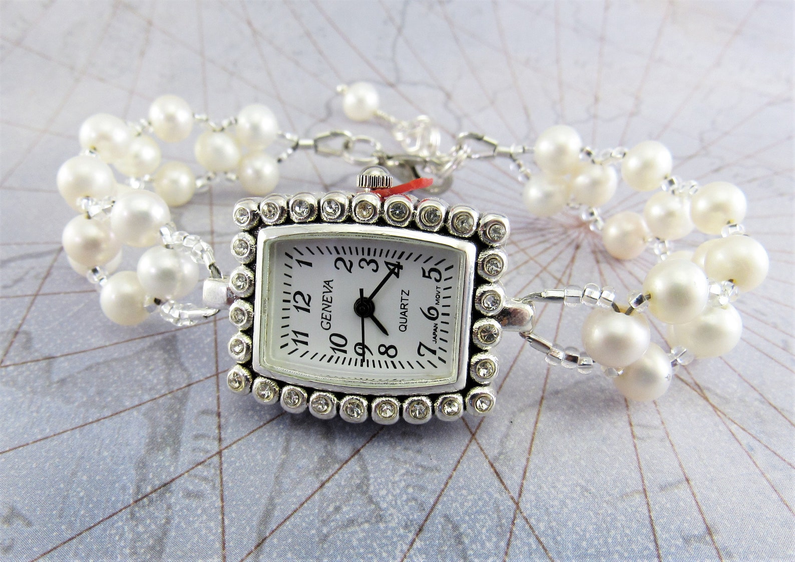 Pearl Bracelet Watch White Freshwater Pearl Bracelet Watch - Etsy