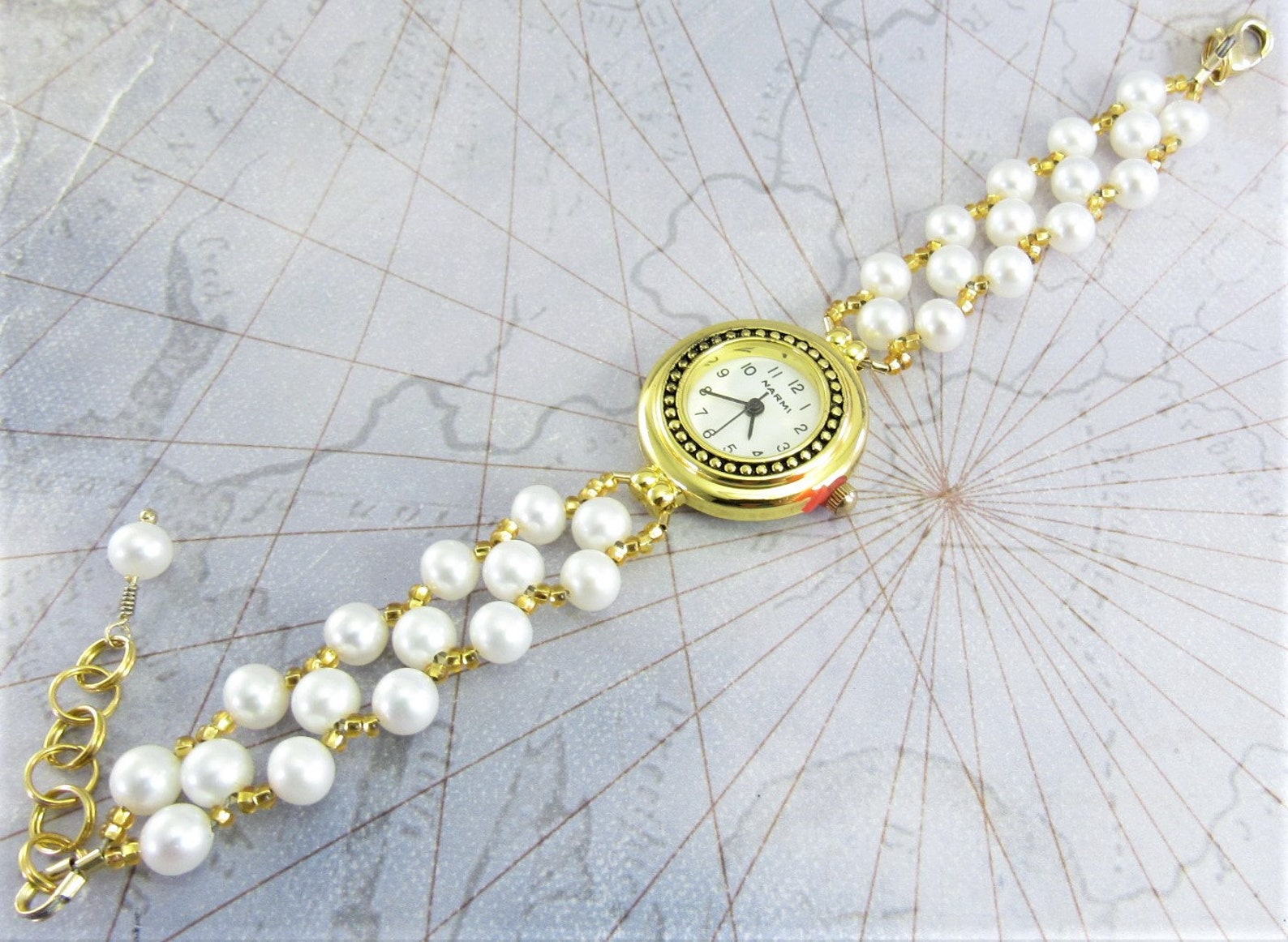 Beaded Bracelet Watch White Freshwater Pearl Bracelet Watch - Etsy