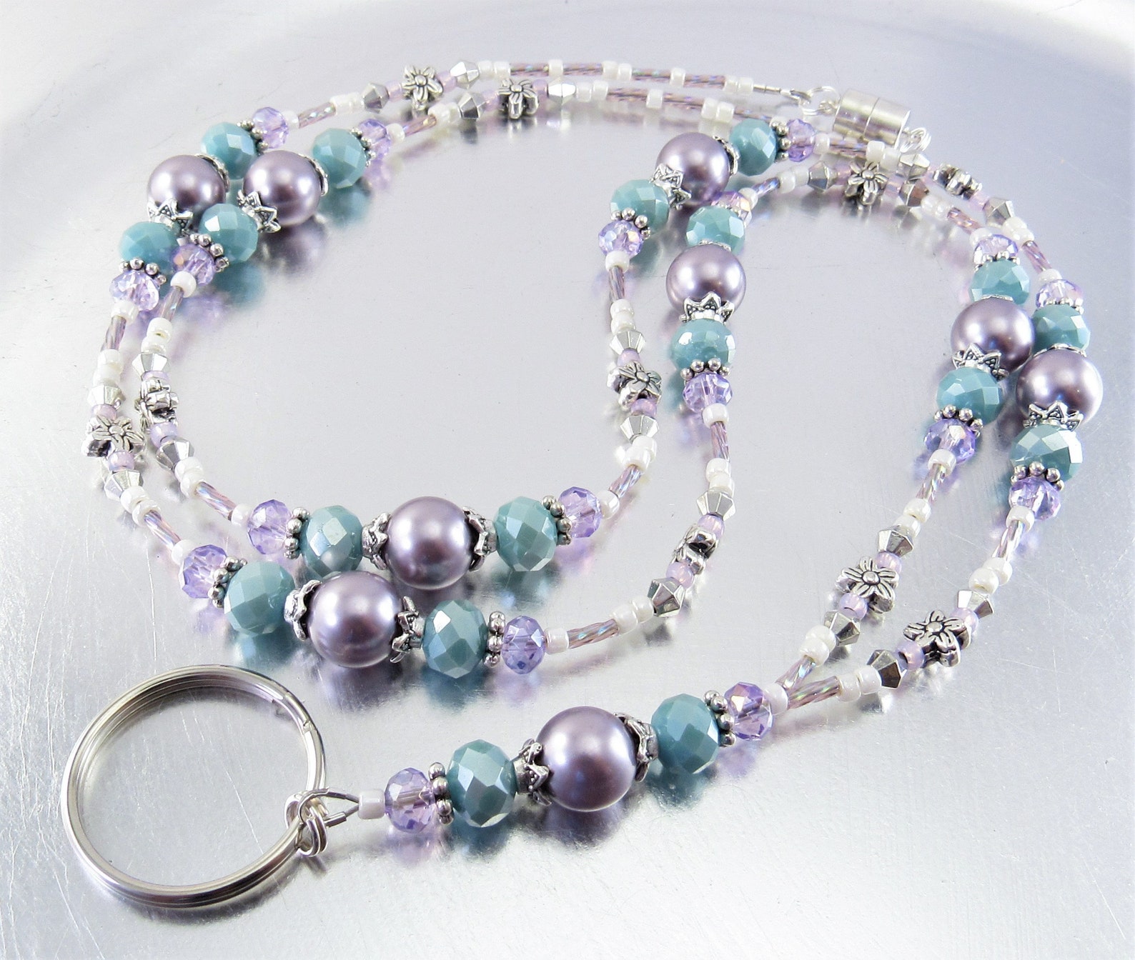 Mauve Swarovski Pearl Light Blue and Purple Crystal Glass - Etsy
