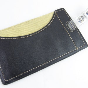 Black Faux Leather Badge Holder, ID Holder, Badge Pocket, Business Card ...