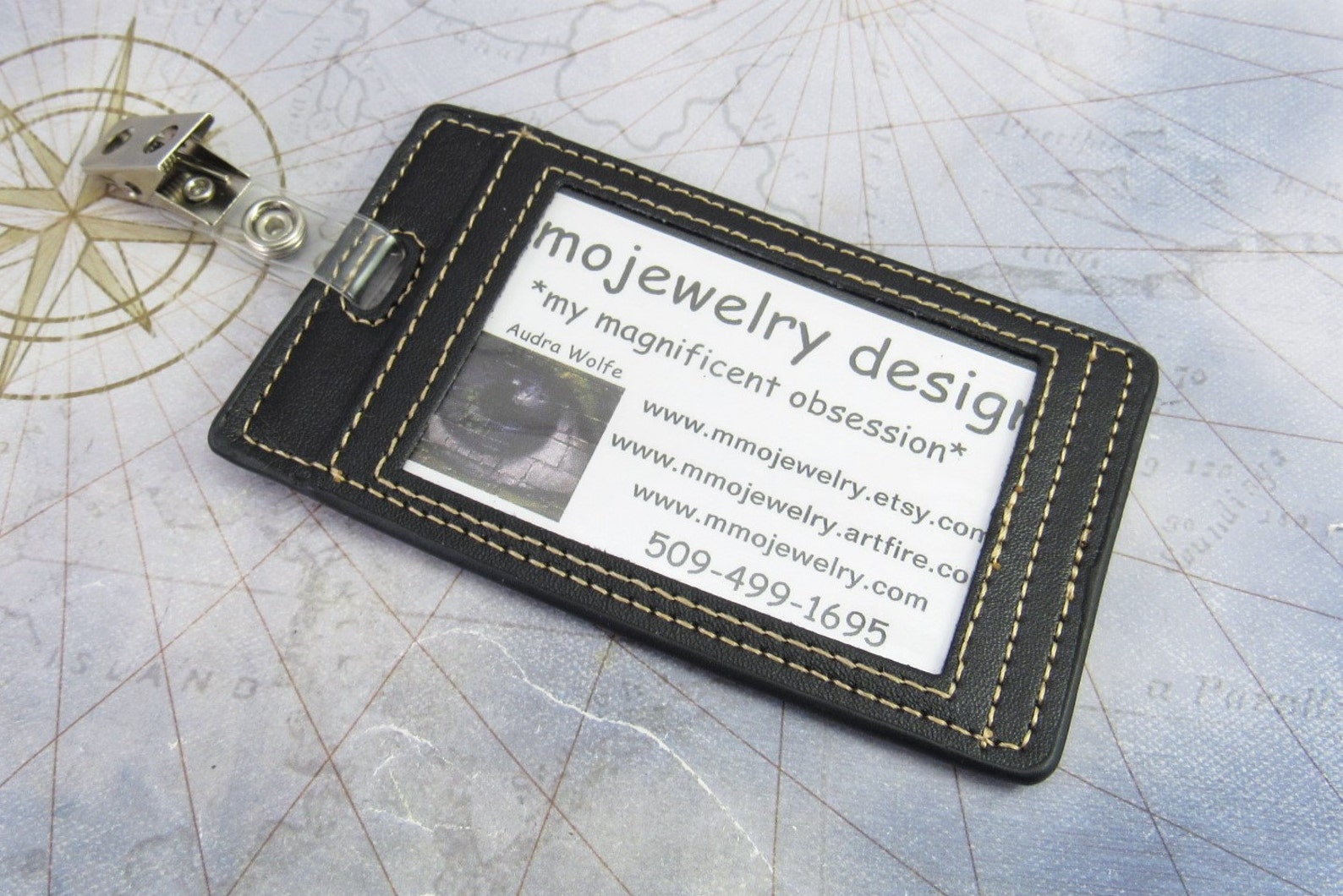 Black Faux Leather Badge Holder ID Holder Badge Pocket | Etsy