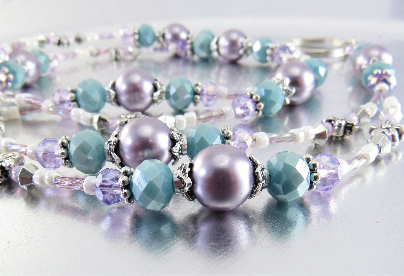Mauve Swarovski Pearl Light Blue and Purple Crystal Glass - Etsy