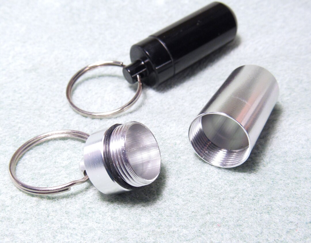 Metal Bottle Keychain, Medication Holder, Prescription Bottle, Black or ...