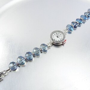 Blue Crystal Luster Glass Bracelet Watch With Aurora Borealis ...