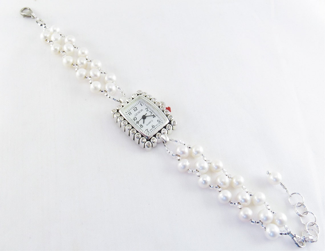 Pearl Bracelet Watch White Freshwater Pearl Bracelet Watch - Etsy