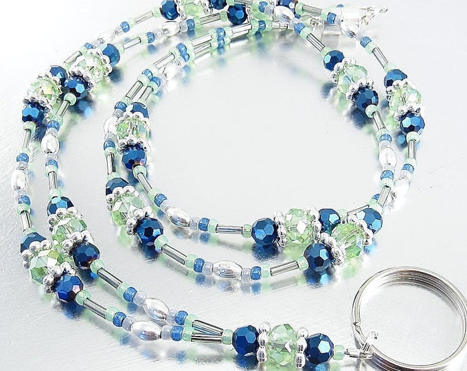 Seattle Seahawks Blue and Green Crystal Badge Lanyard, ID Holder, Key ...