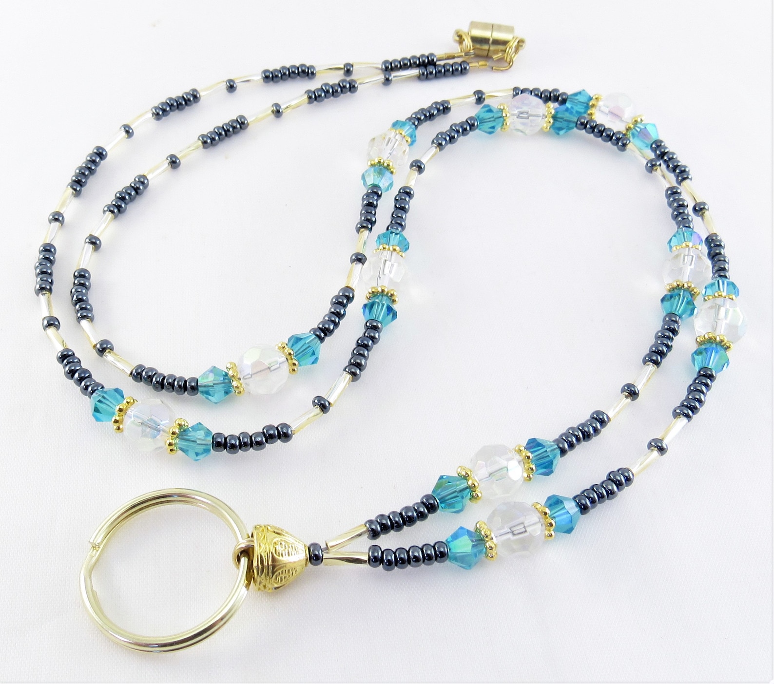 Beaded Lanyard, ID Necklace, Badge Holder, Credential Necklace - Petite ...