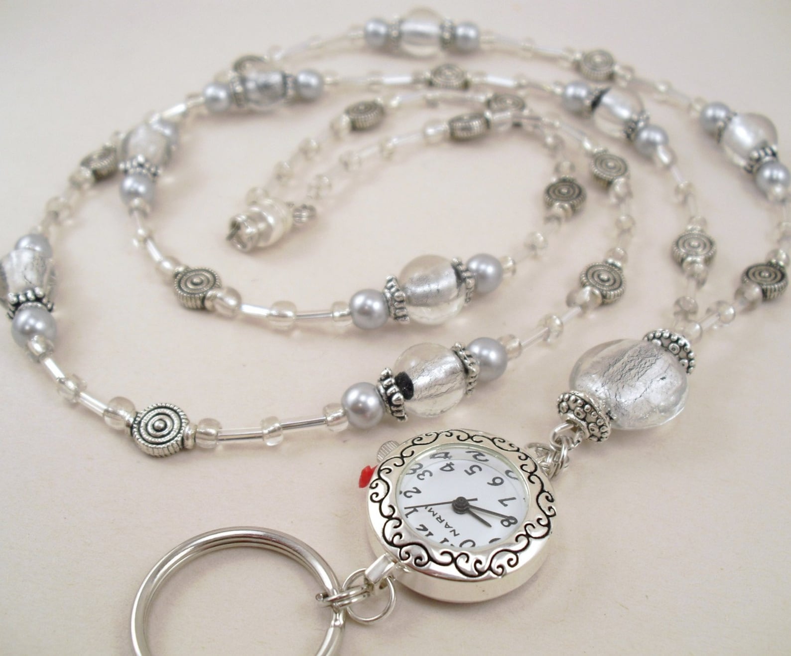 Silver Watch Face Add-on for Lanyards, ID Badge Holders, Necklaces ...