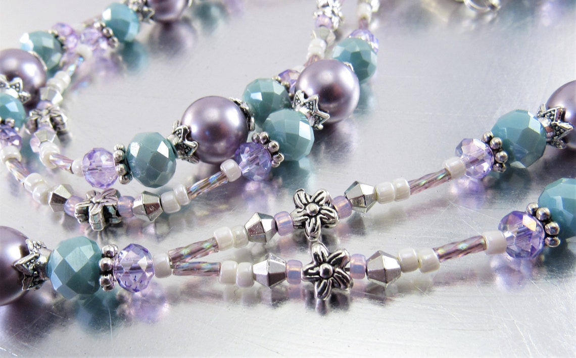 Mauve Swarovski Pearl Light Blue and Purple Crystal Glass - Etsy