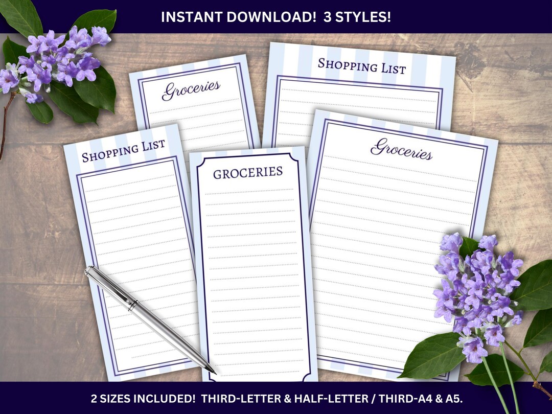 Grocery List Template Printable Food Shopping List Printable Notepad ...