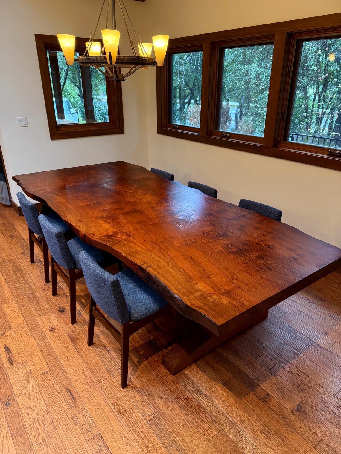 USA Made Redwood Slab Live Edge Dining Table, Solid Wood Conference ...