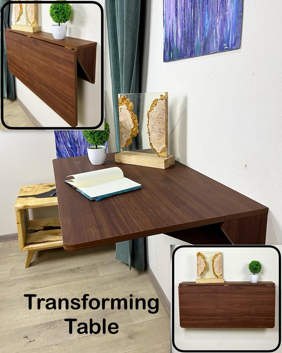 Wall-mounted Folding Table, Folding Table With Shelves, Space Saving ...