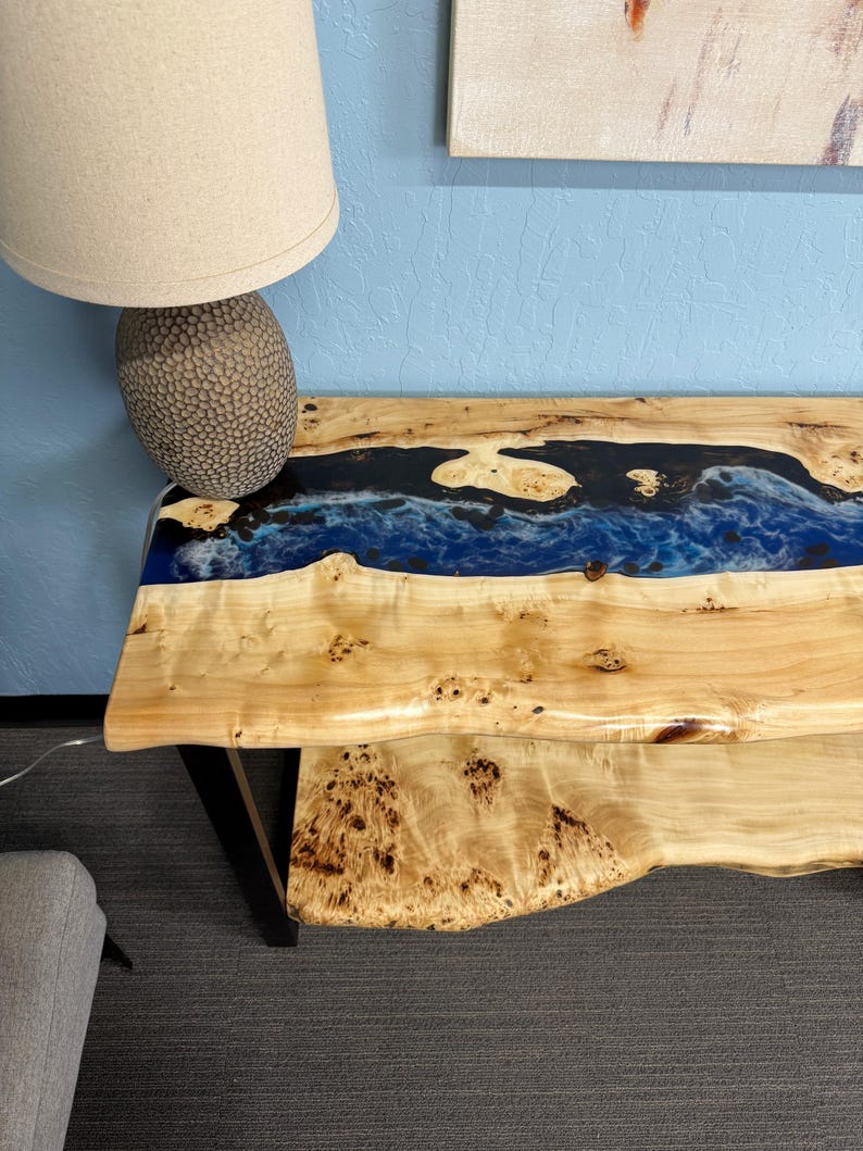 Epoxy Resin Console Table With Shelf, Entryway Table With Shelf, Epoxy ...