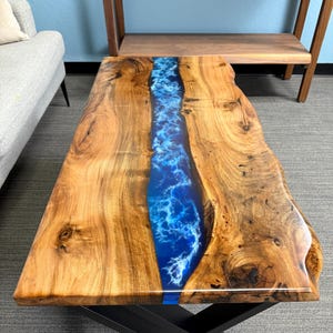 Live Edge Epoxy River Table, Dining Table Top, River Coffee Table, Wood Dining Table, Custom ...