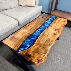 Live Edge Epoxy River Table, Dining Table Top, River Coffee Table, Wood Dining Table, Custom ...