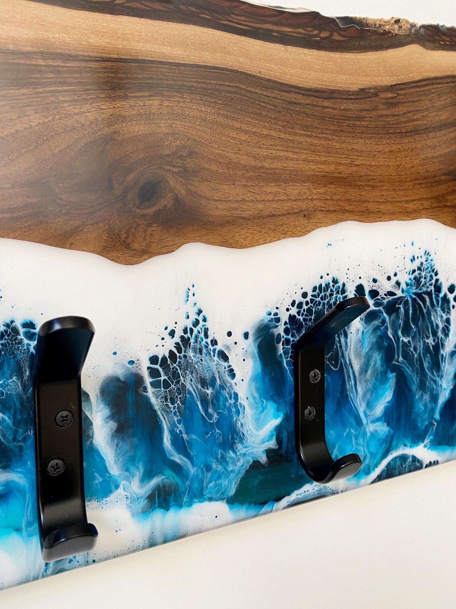 Ocean Epoxy Resin Coat Hanger, Coat Rack, Modern Clothes Rack, Beach ...