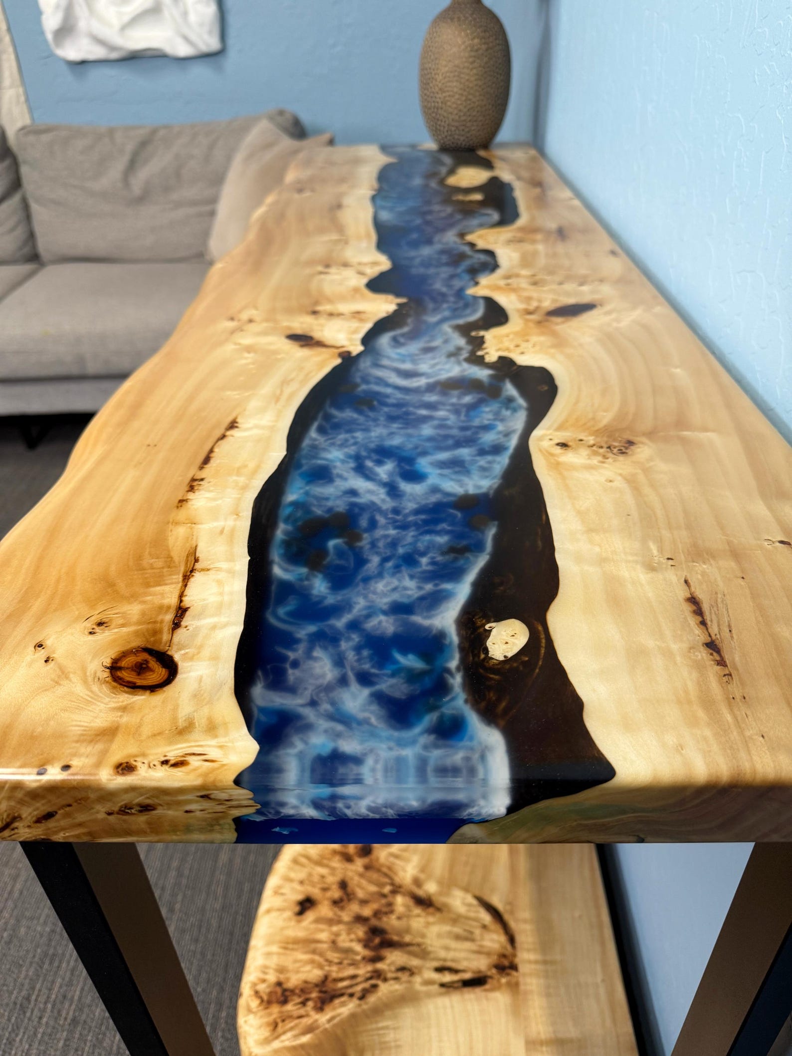 Epoxy Resin Console Table With Shelf, Entryway Table With Shelf, Epoxy Resin Console Table ...