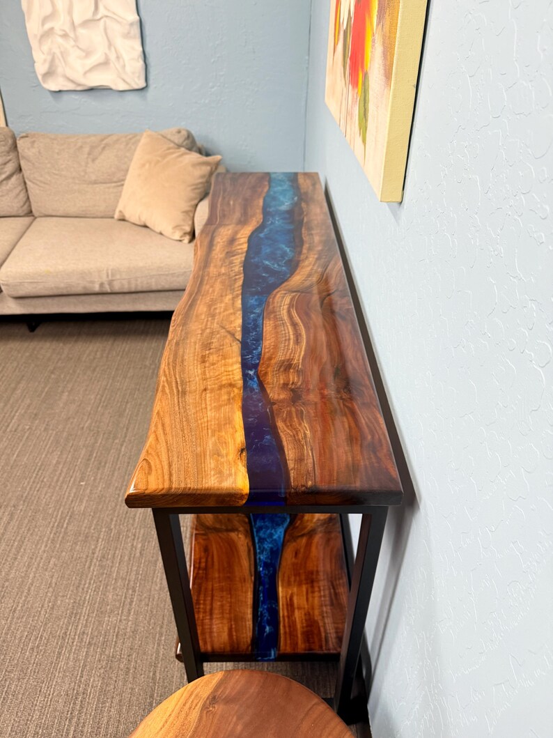 Epoxy Resin Entryway Table With Shelf, Console Table With Shelf, Epoxy ...