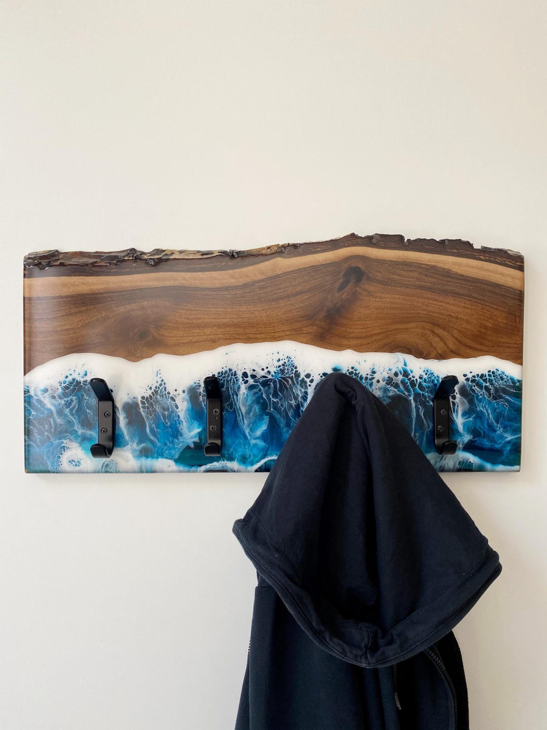 Ocean Epoxy Resin Coat Hanger, Coat Rack, Modern Clothes Rack, Beach ...