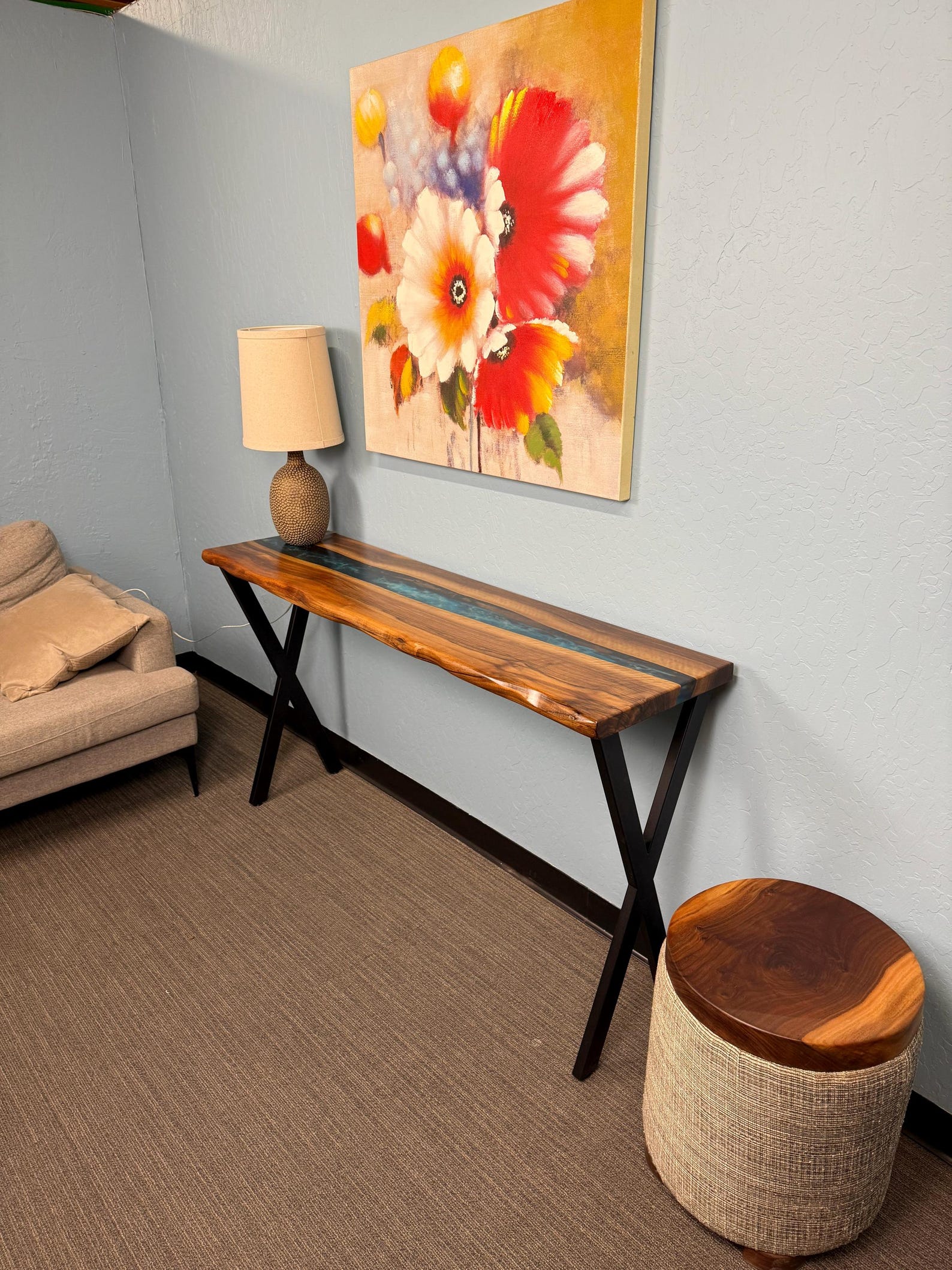 Narrow Console Table, Epoxy Resin River Console Table, Rustic Console, Hallway Table, Live Edge ...