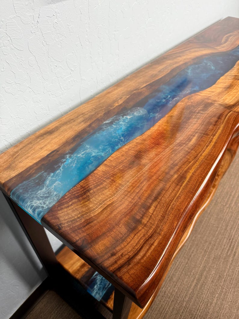 Epoxy Resin Entryway Table With Shelf, Console Table With Shelf, Epoxy ...