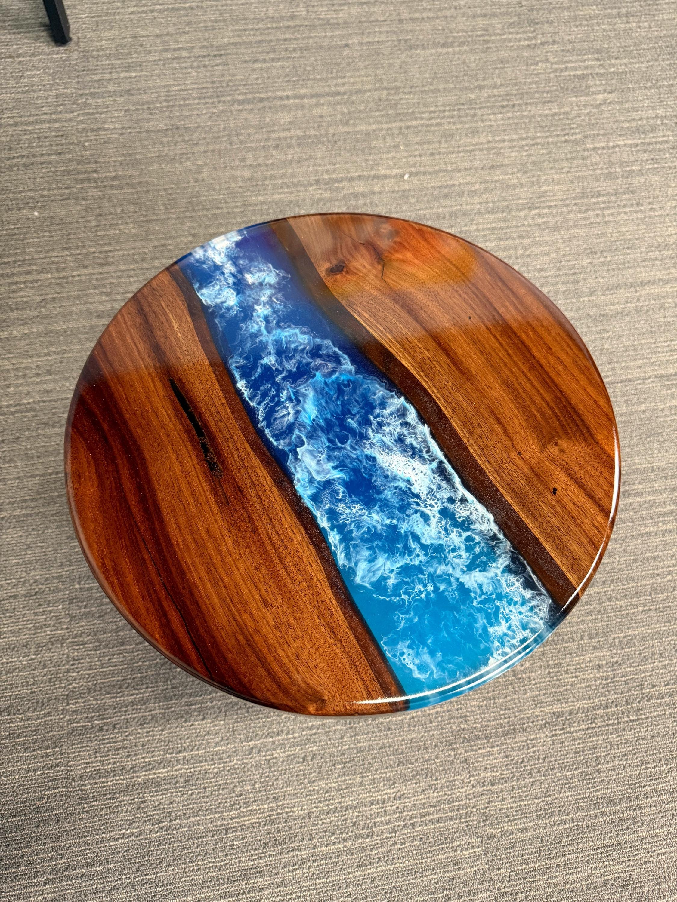 Epoxy Resin Ocean Wave Table – Handmade Round Beach Table, Coastal ...
