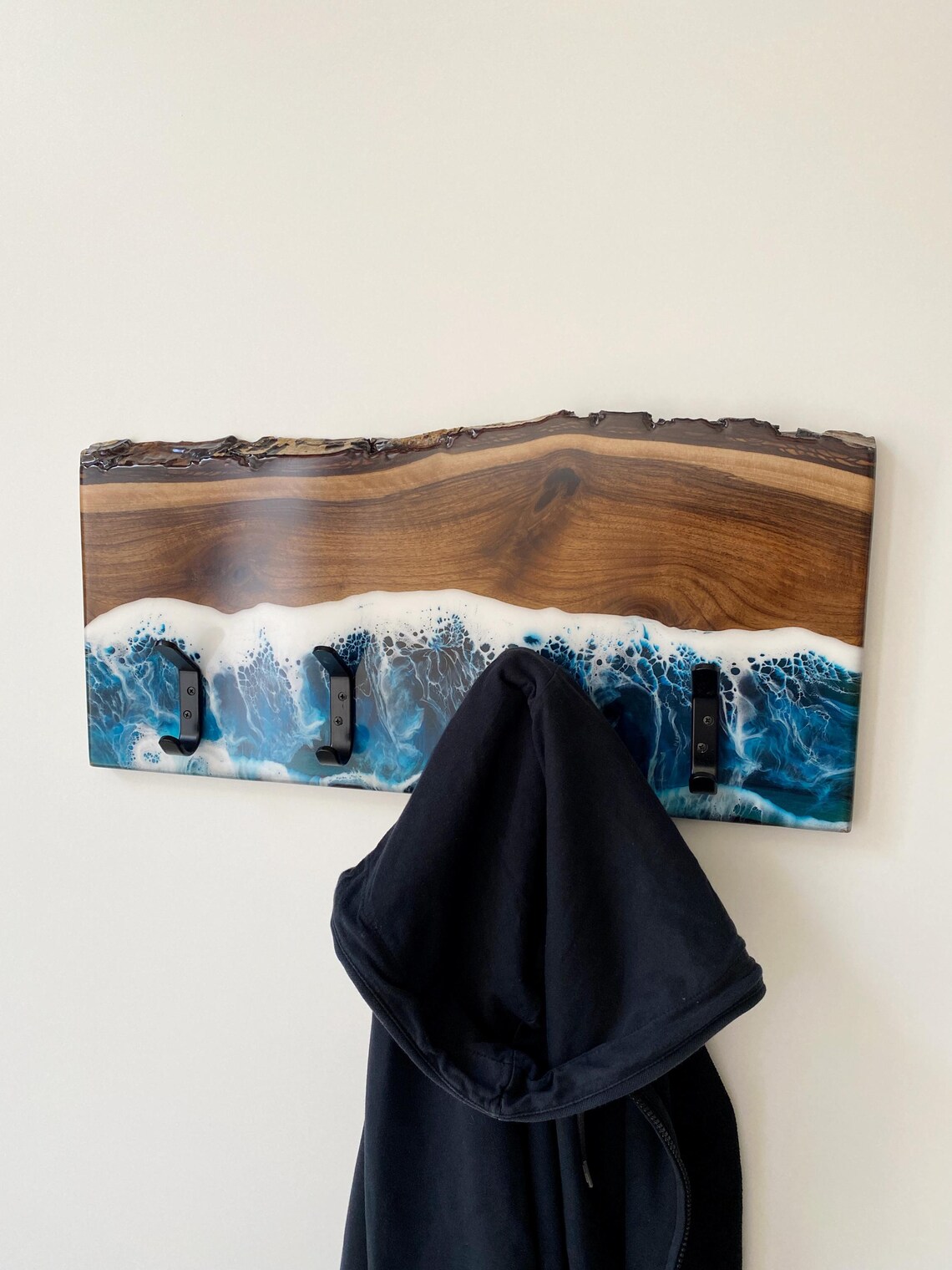 Ocean Epoxy Resin Coat Hanger, Coat Rack, Modern Clothes Rack, Beach ...