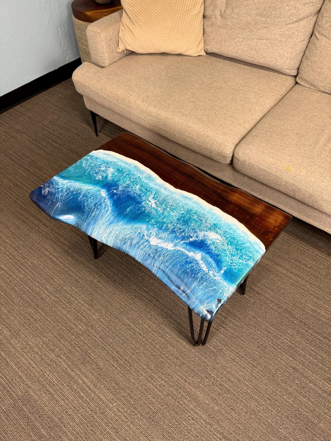 USA- Ocean Epoxy River Table, River Coffee Table, Hawaii Beach Live ...