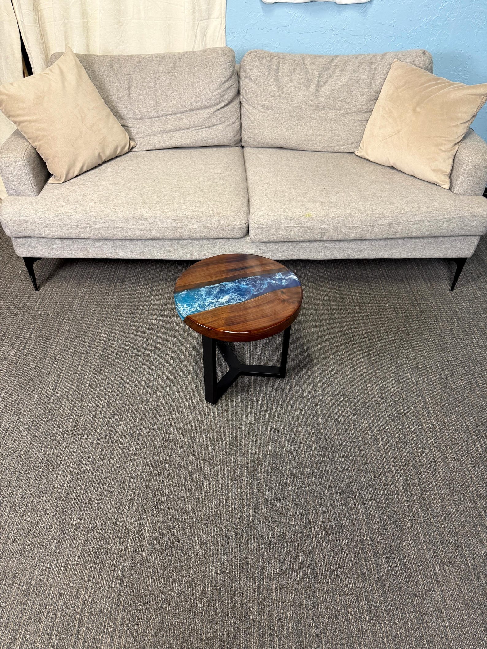 Epoxy Resin Ocean Wave Table – Handmade Round Beach Table, Coastal ...